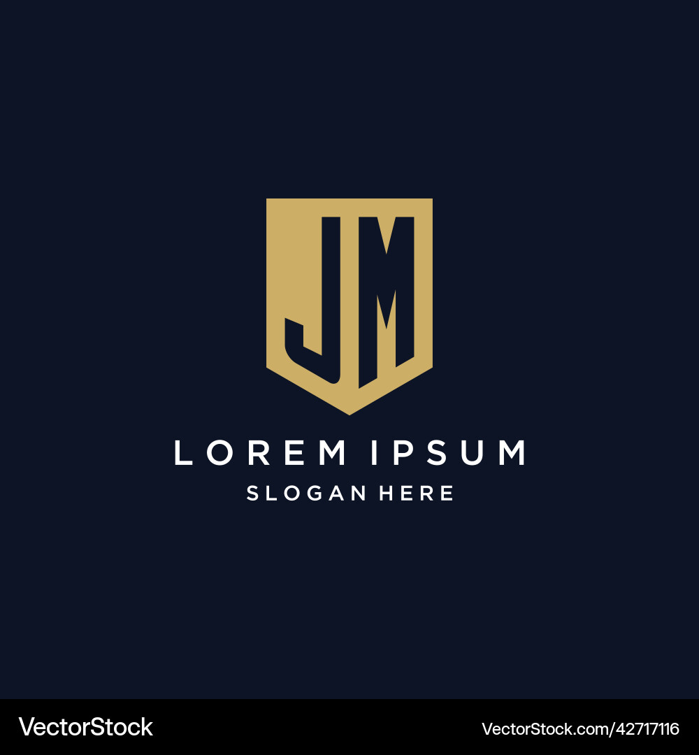 JM Initials Logo with Shield Royalty Free Vector Image