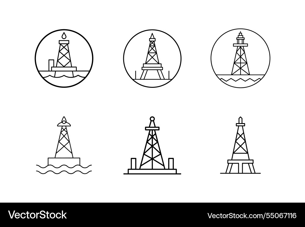 Oil rig line art Royalty Free Vector Image - VectorStock