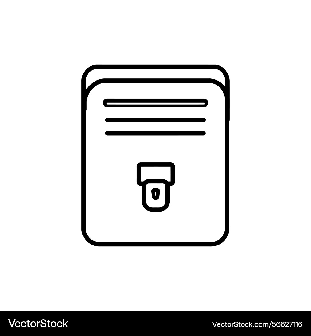 Outline rectangular metal box with slits and lock Vector Image