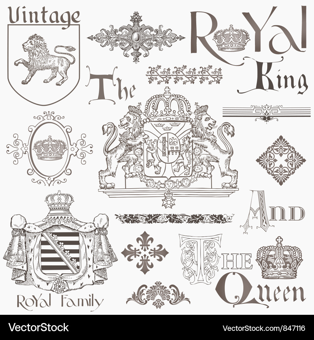 Set of vintage royalty design elements Royalty Free Vector
