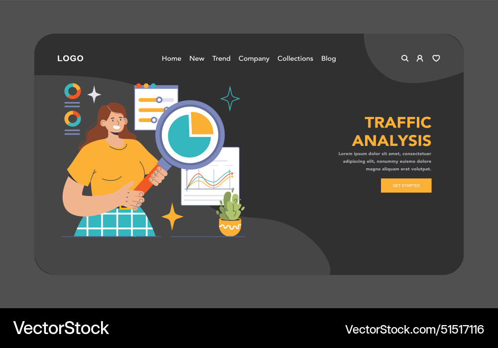 Website analysis dark or night mode web landing Vector Image