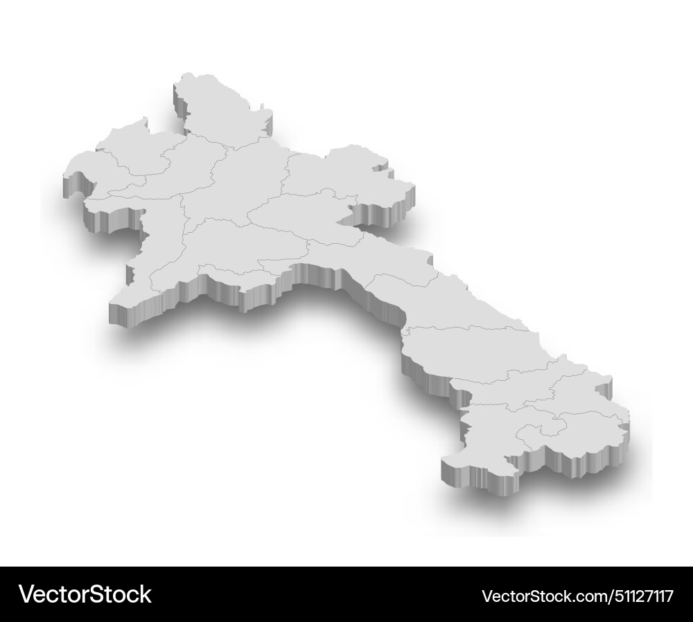 3d laos white map with regions isolated Royalty Free Vector
