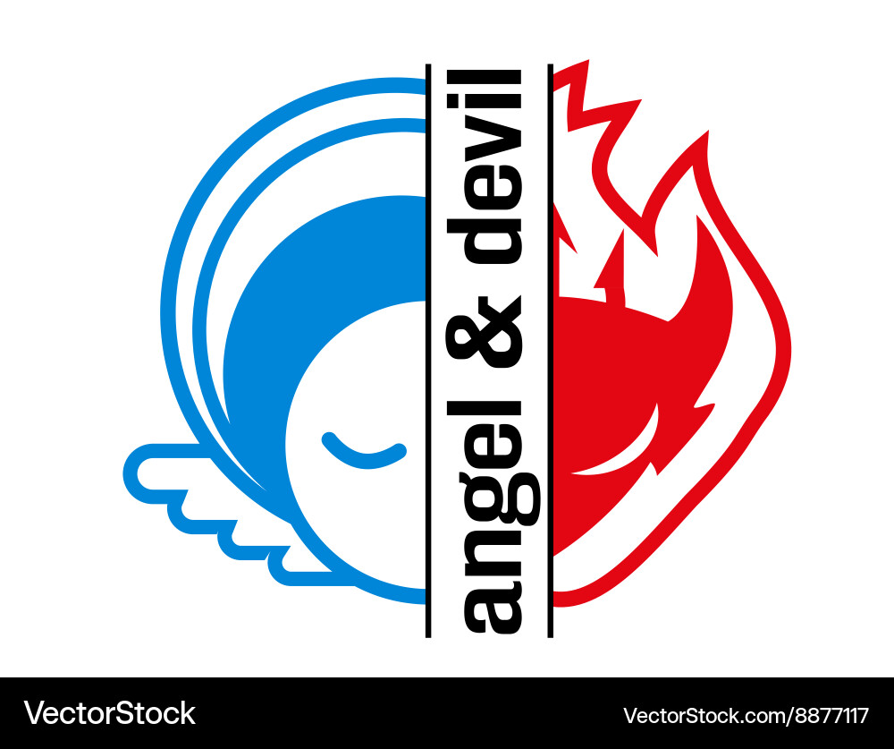 Angel and devil logo icon avatar outlined Vector Image