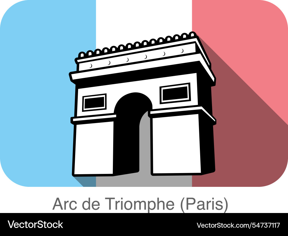 Arc de triomphe famous landmark flat icon design Vector Image