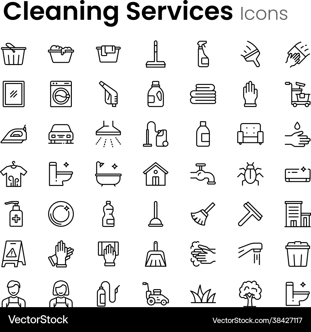 Cleaning Service Icon Collection Royalty Free Vector Image