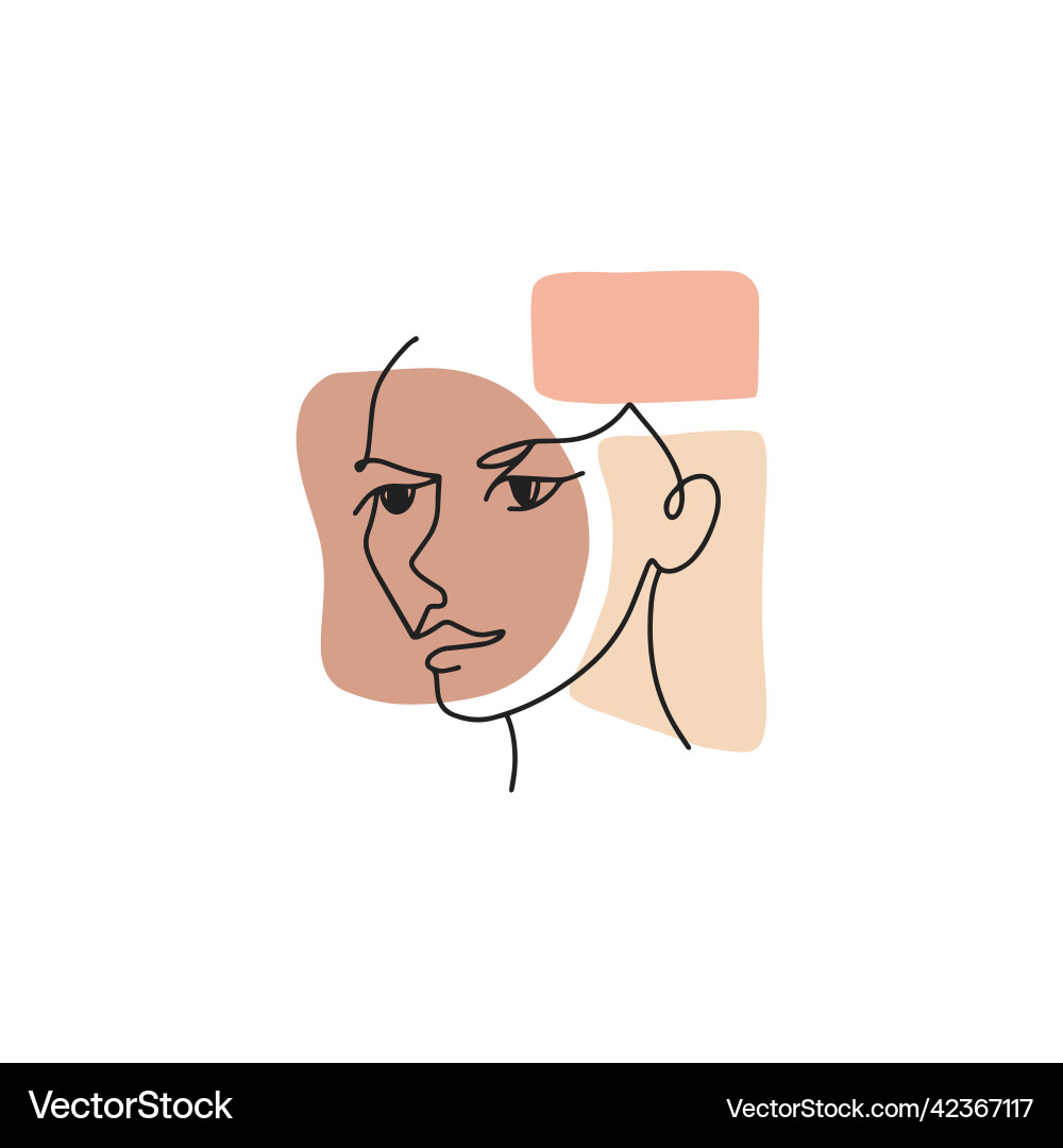 Continuous single line female face portrait Vector Image