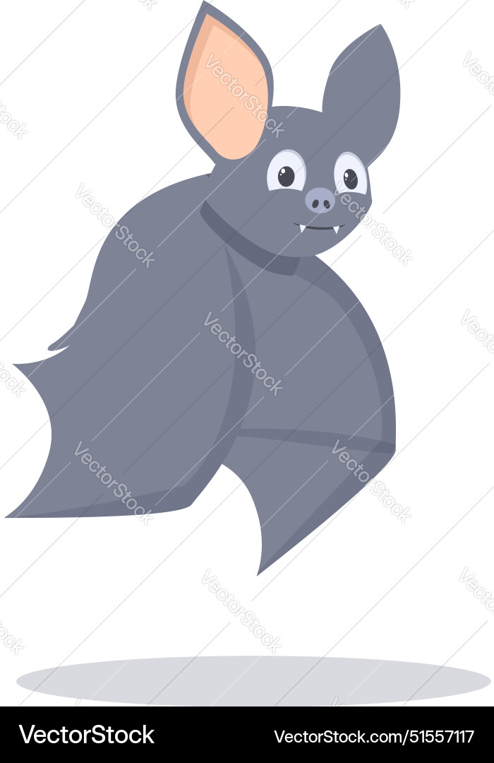 Cute grey bat with big ears flying and smiling Vector Image