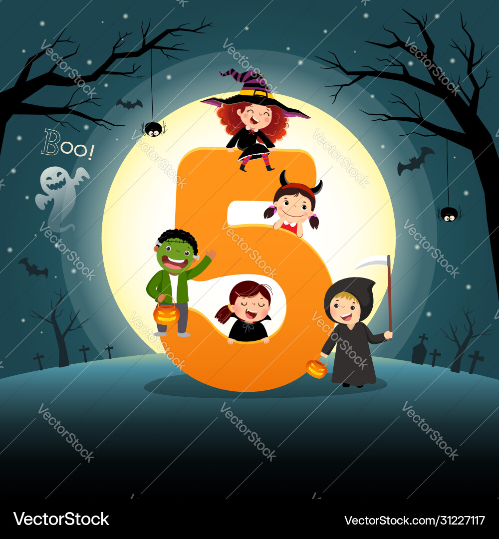 Flashcard for learning to counting number 5 Vector Image