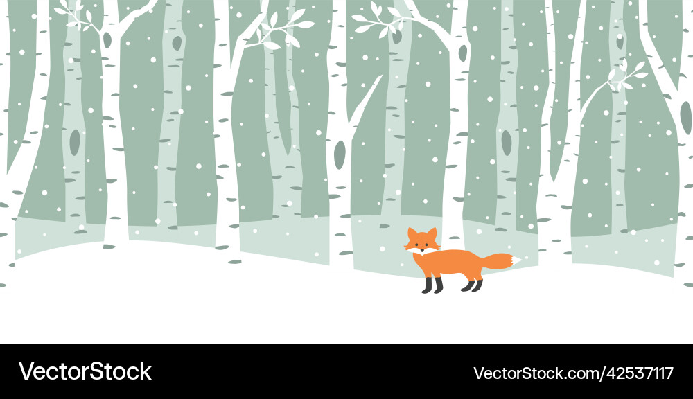 Fox character in the forest cartoon Royalty Free Vector