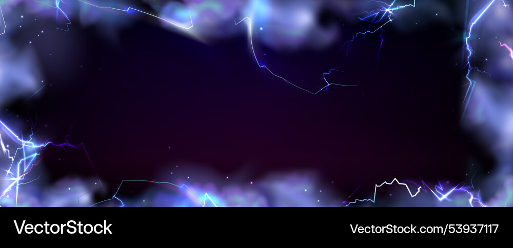 Frame from thunder lightning and purple smoke Vector Image