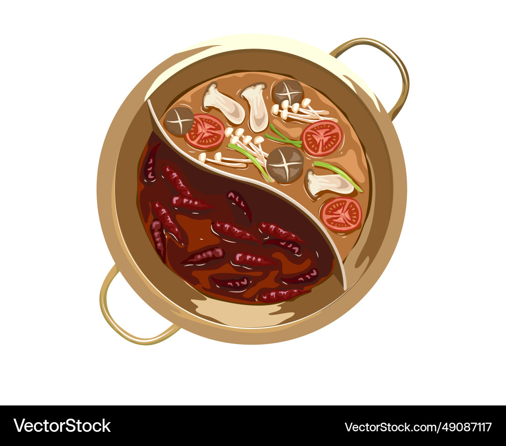 Hot pot isolated two flavour Royalty Free Vector Image