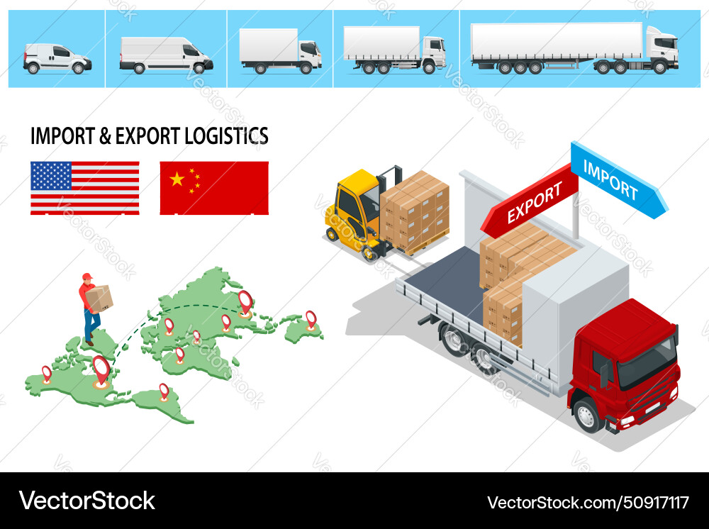 Isometric shipping logistic systems cargo Vector Image