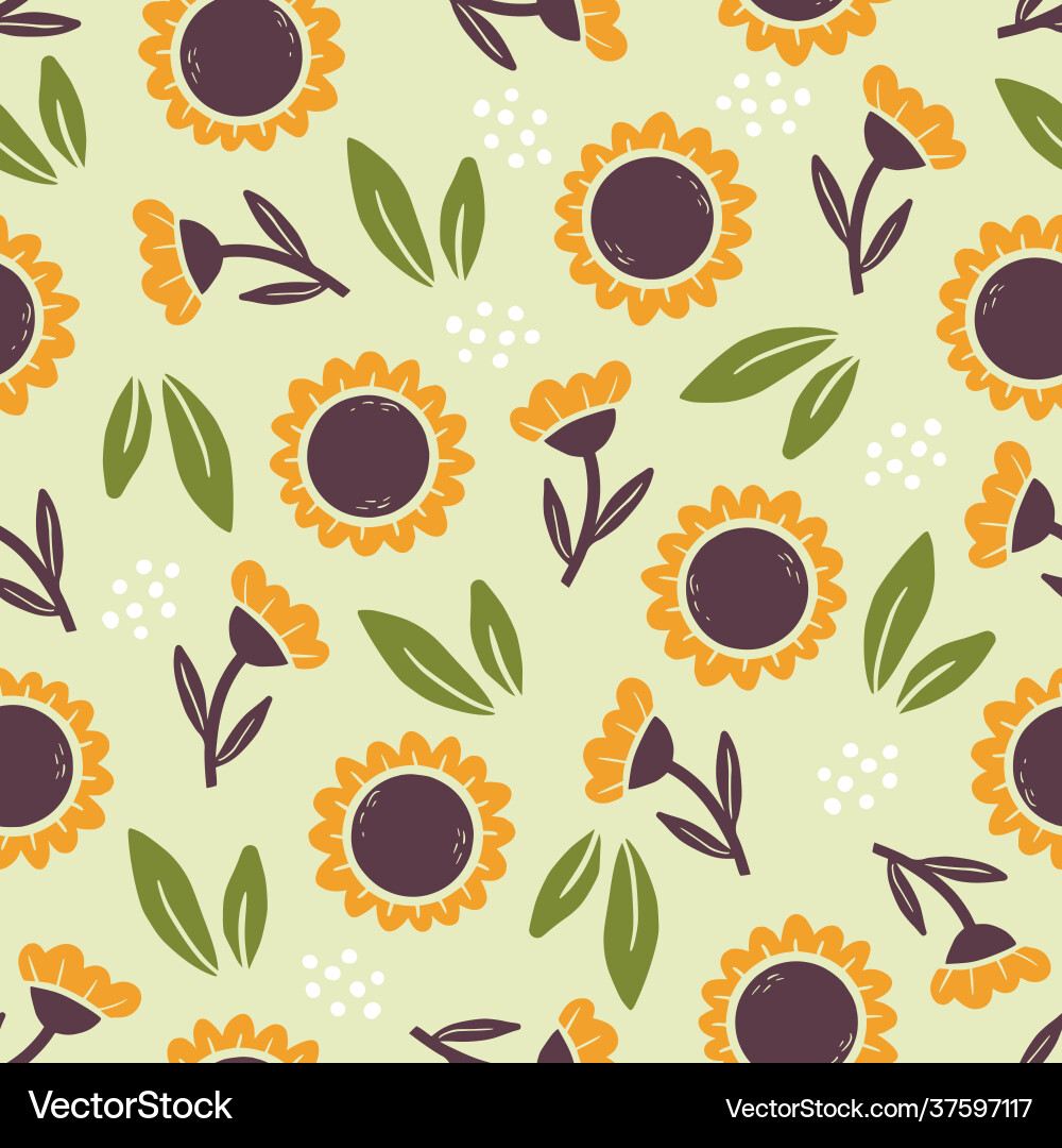 Seamless pattern simple sunflower Royalty Free Vector Image