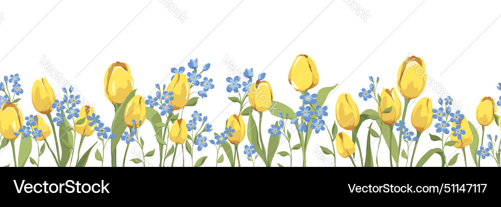 Spring long banner with flowers Royalty Free Vector Image