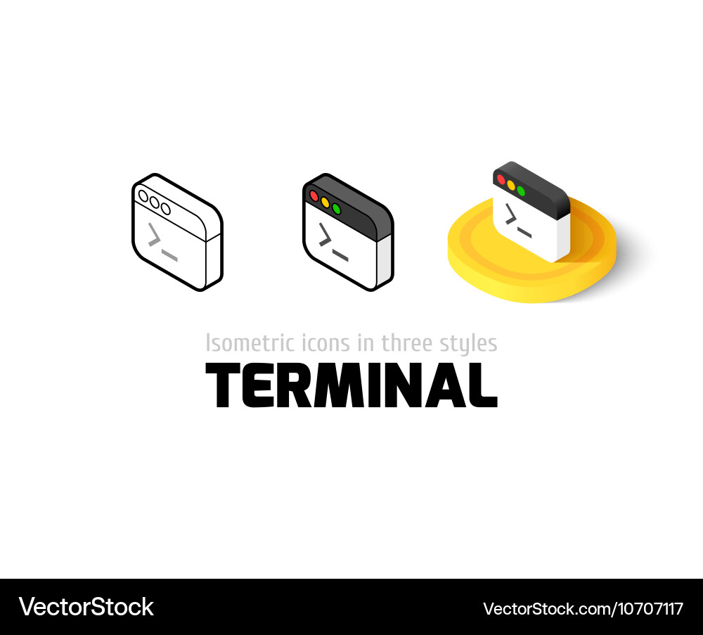 Terminal icon in different style Royalty Free Vector Image
