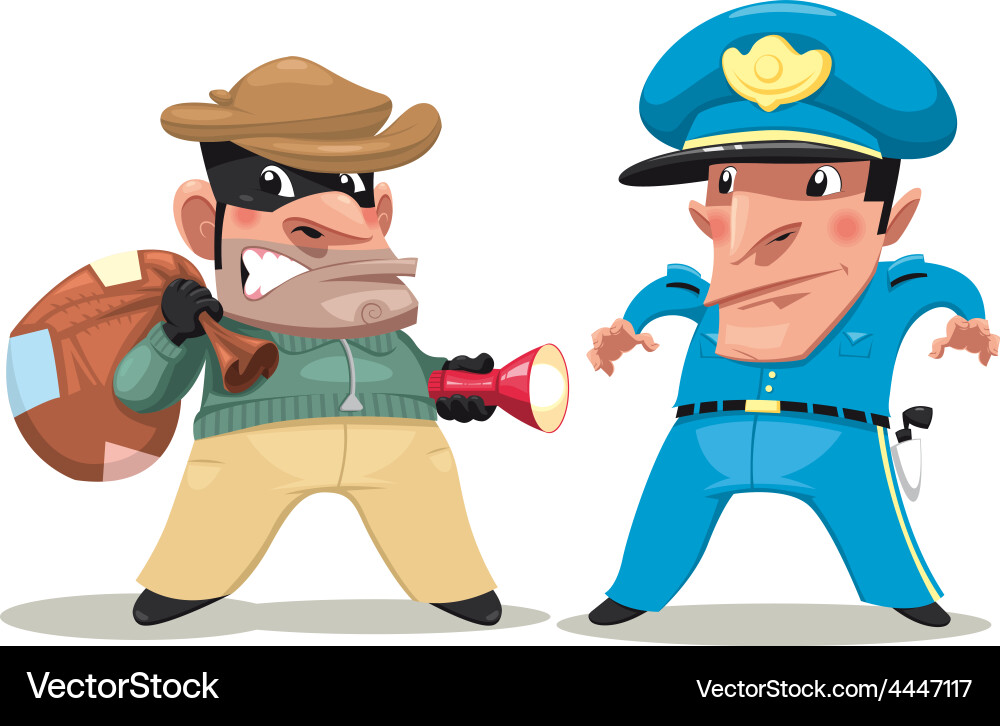 Thief and guard Royalty Free Vector Image - VectorStock