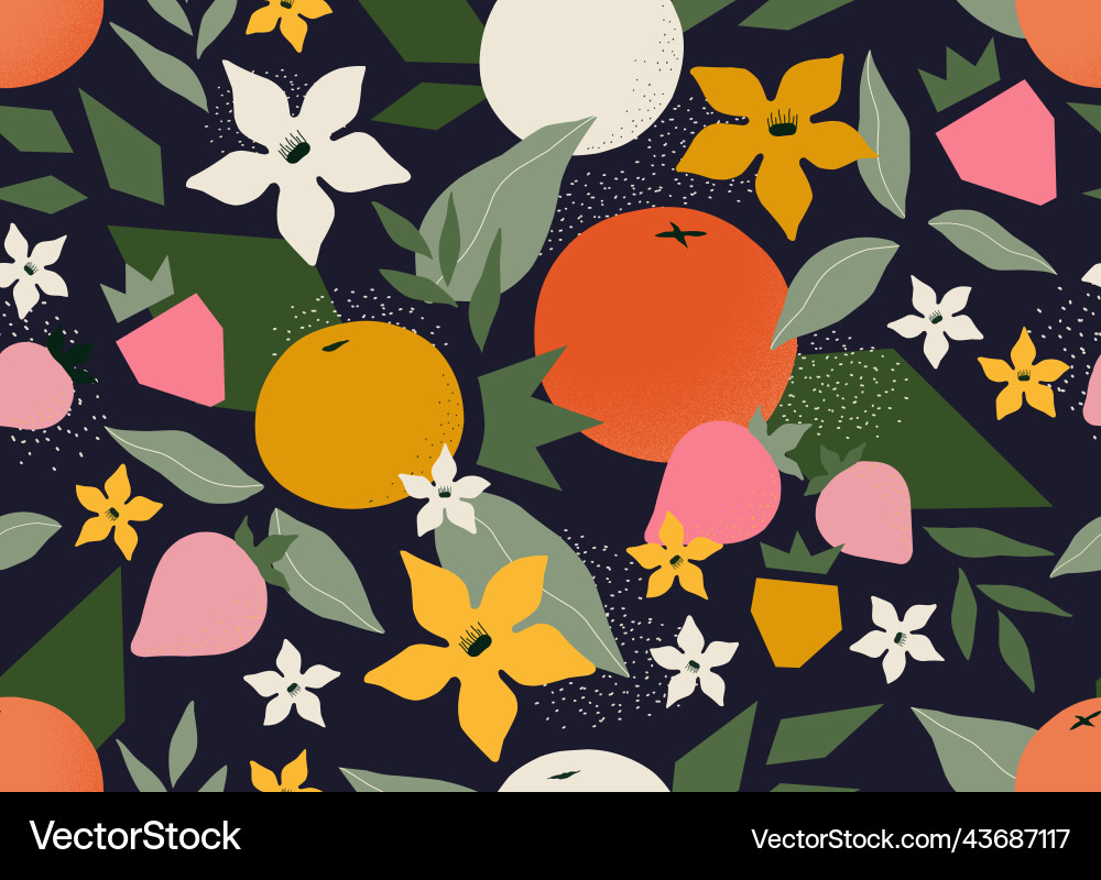 Tropical Fruit Floral Pattern Royalty Free Vector Image