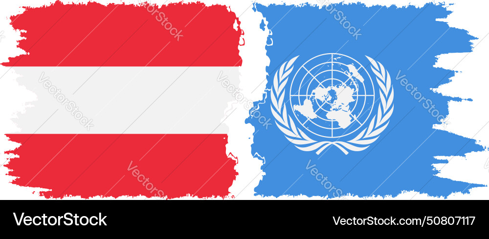 Un and austria grunge flags connection Royalty Free Vector