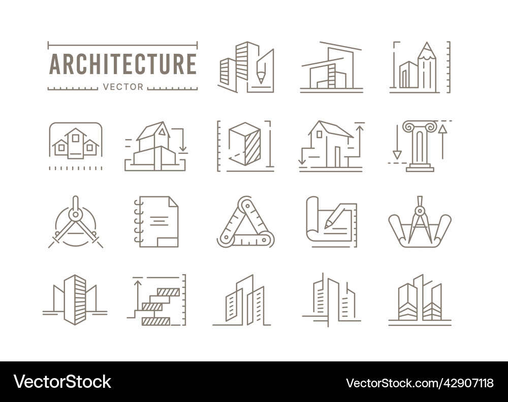 Architecture logo construction buildings line Vector Image