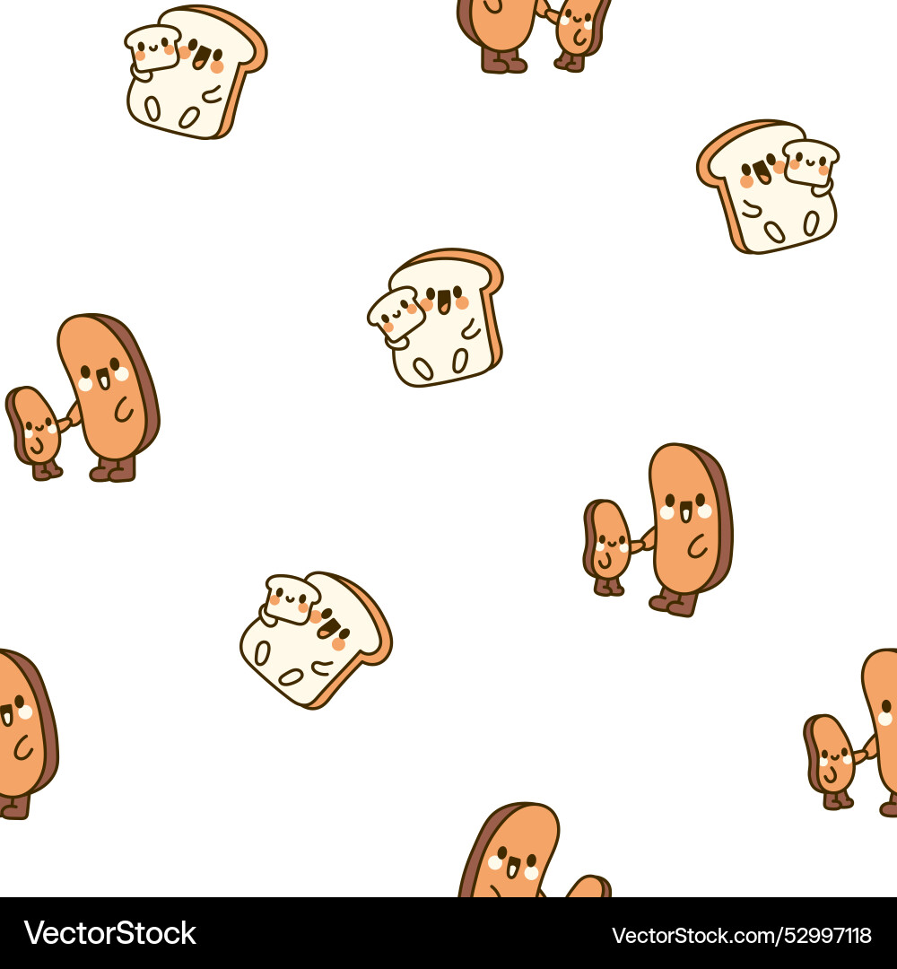 Funny couple bread cartoon characters Royalty Free Vector