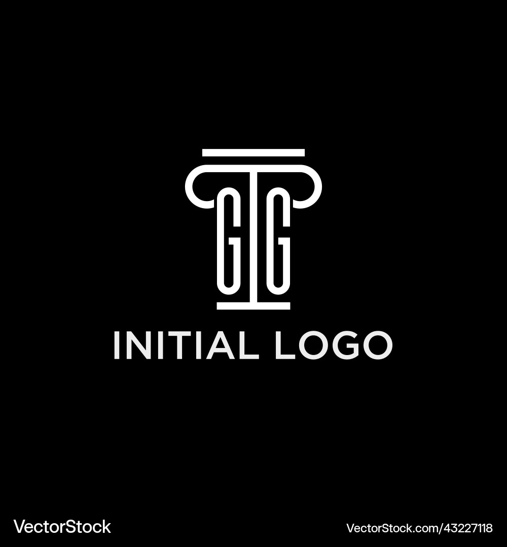 Gg monogram initial logo with pillar shape icon Vector Image