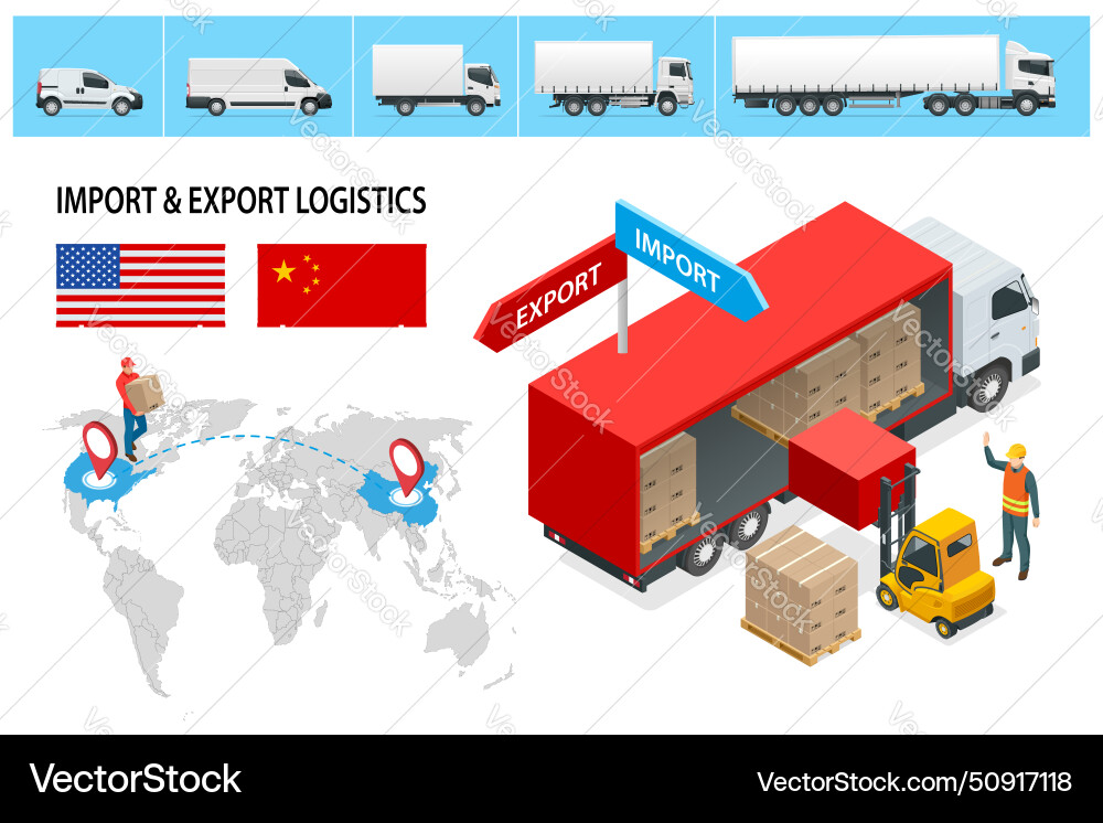 Isometric shipping logistic systems cargo Vector Image