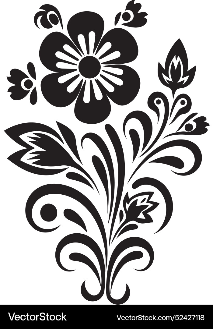 Monochromatic harmony floral artblackened Vector Image
