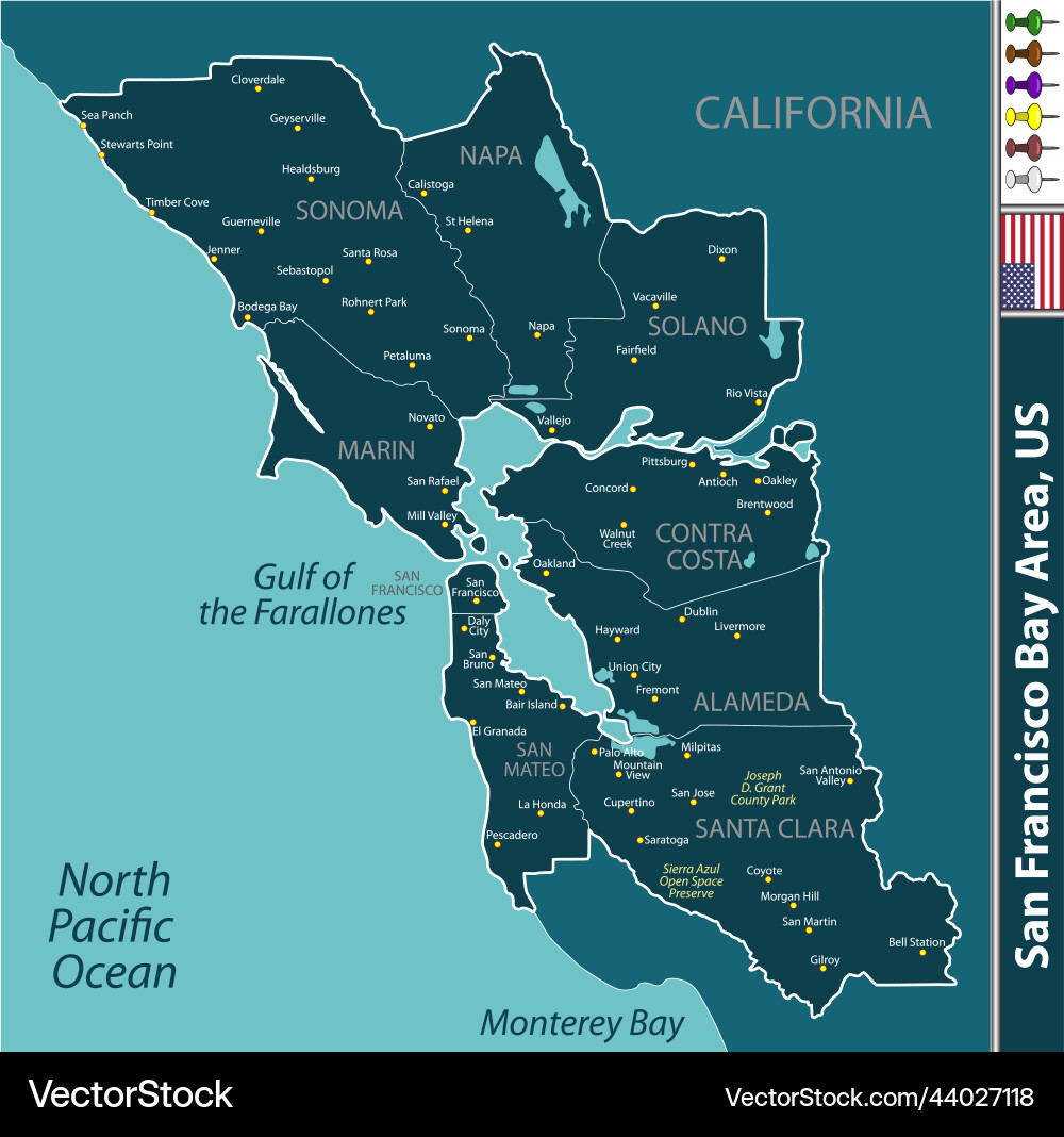 San francisco bay area us Royalty Free Vector Image