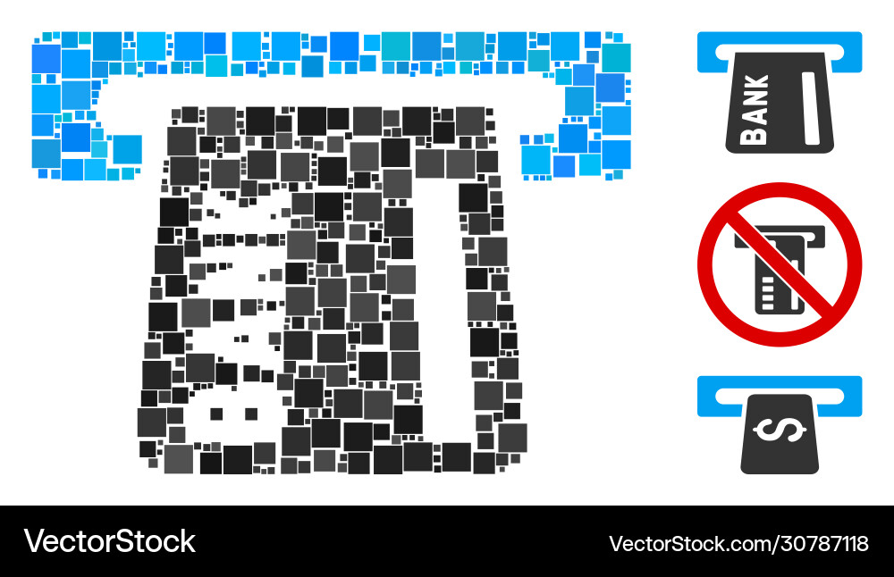 Square banking atm icon collage Royalty Free Vector Image
