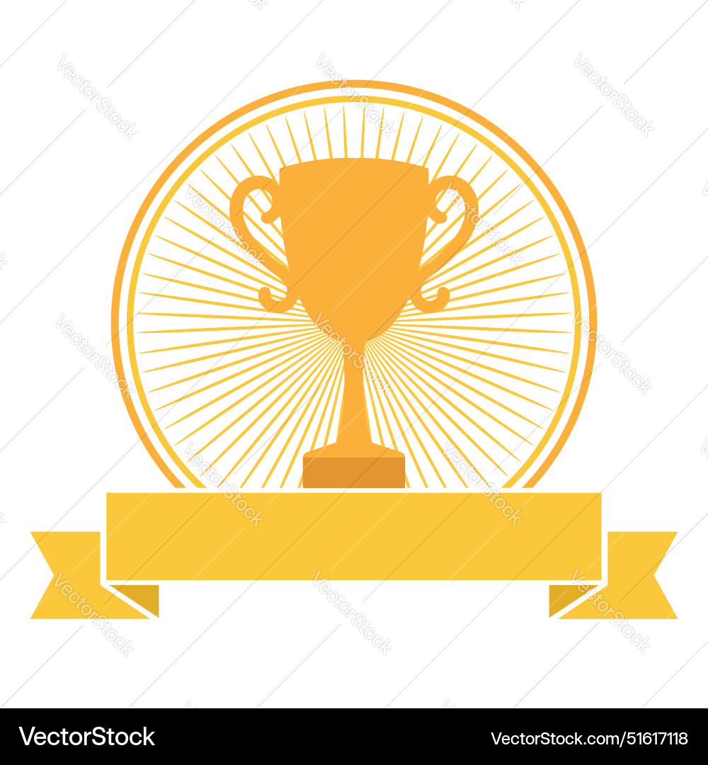 Winner cup with banner and rays Royalty Free Vector Image