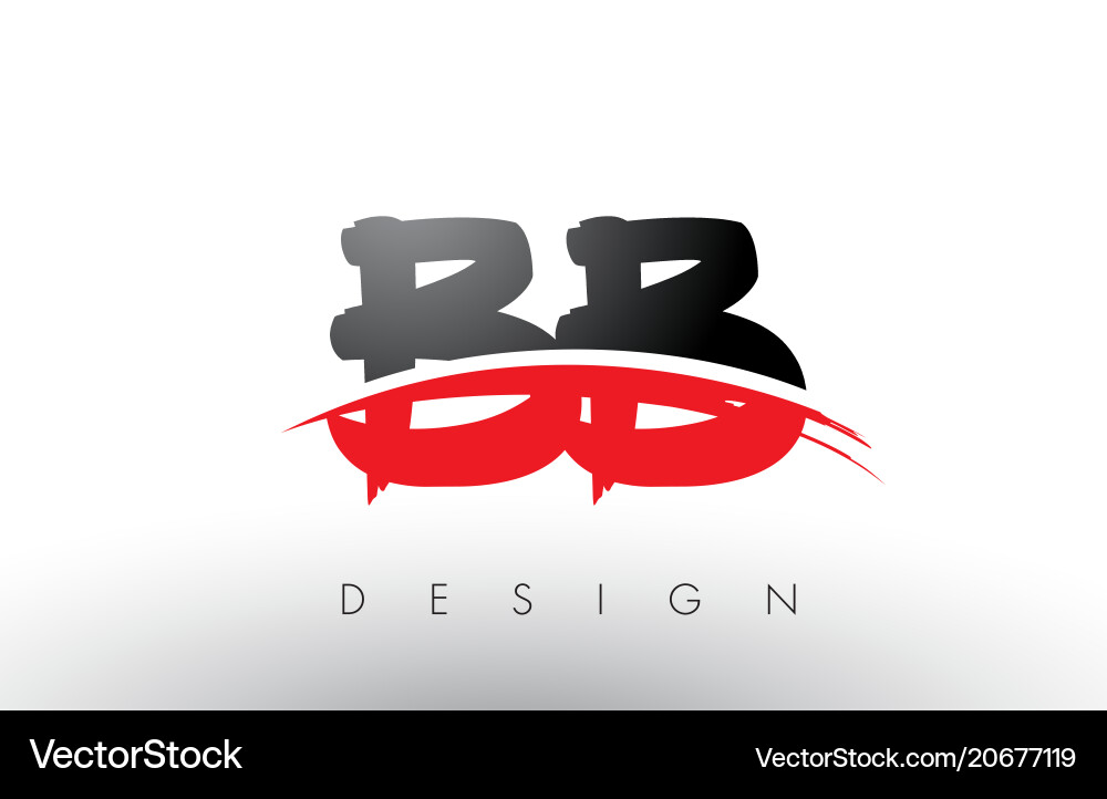 Bb b brush logo letters with red and black Vector Image