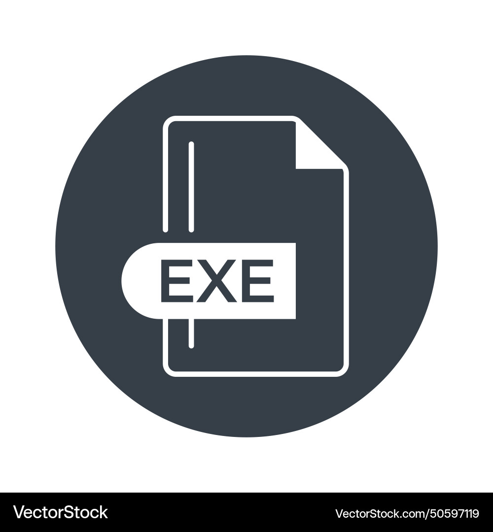 Exe file format icon extension filled Royalty Free Vector