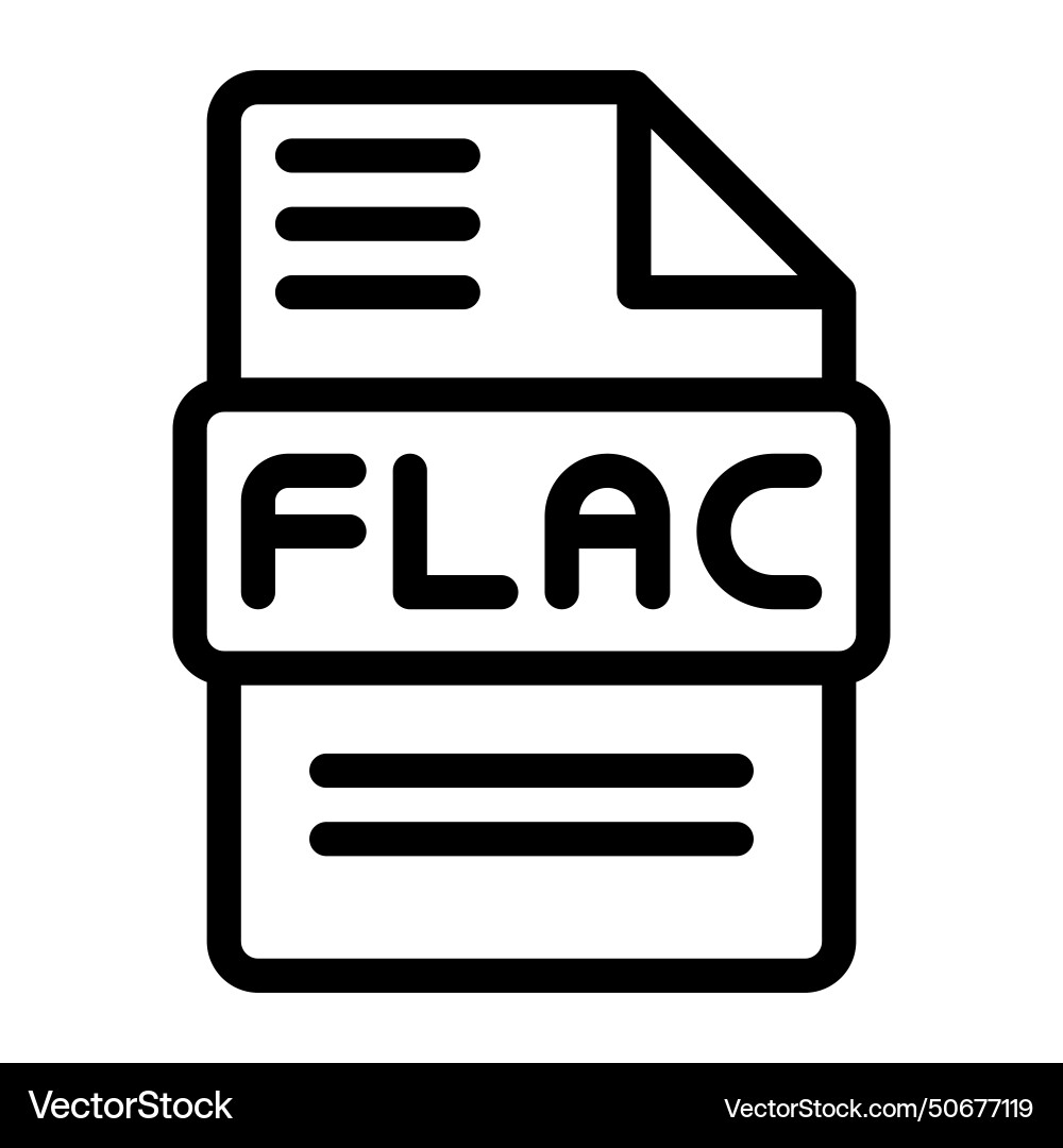 Flac file type icons audio extension icon outline Vector Image