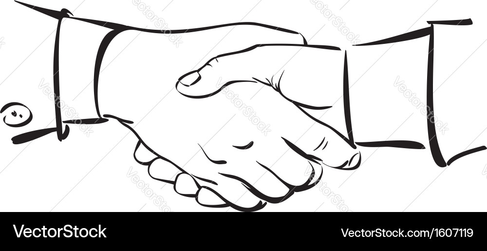 Handshake hand drawn sketch Royalty Free Vector Image