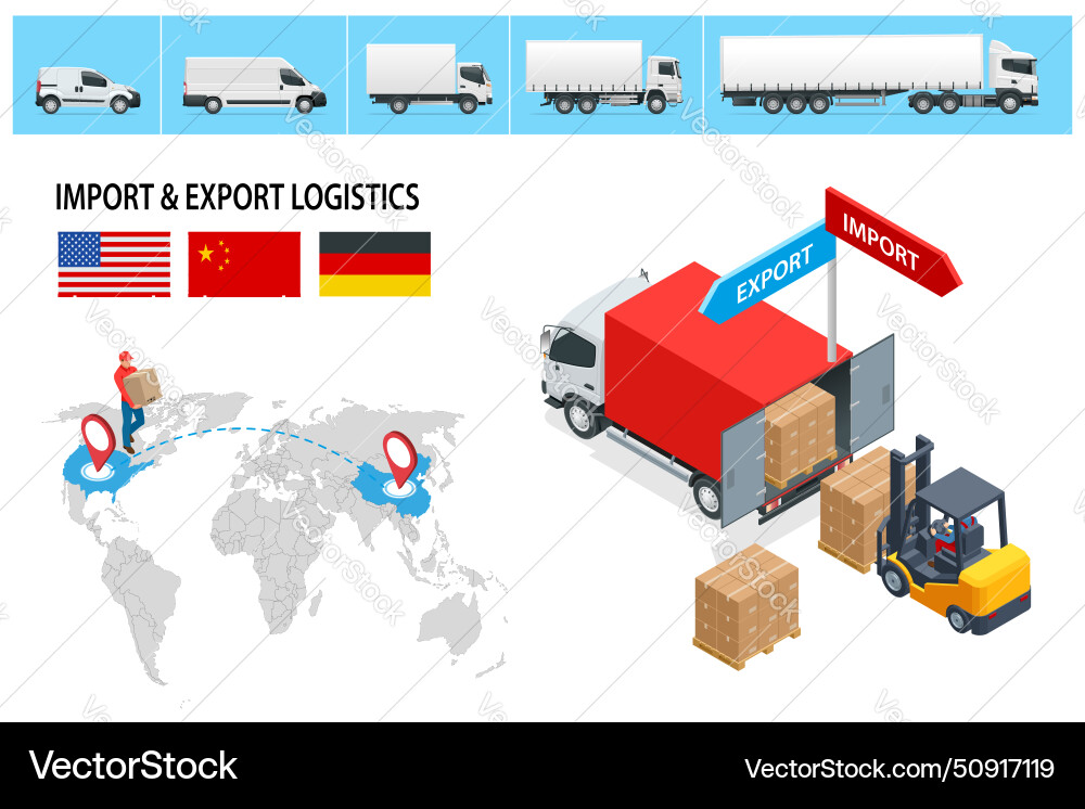 Isometric shipping logistic systems cargo Vector Image
