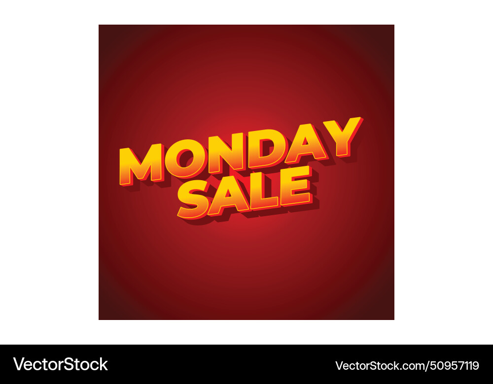 Monday sale text effect in 3d style with eye Vector Image