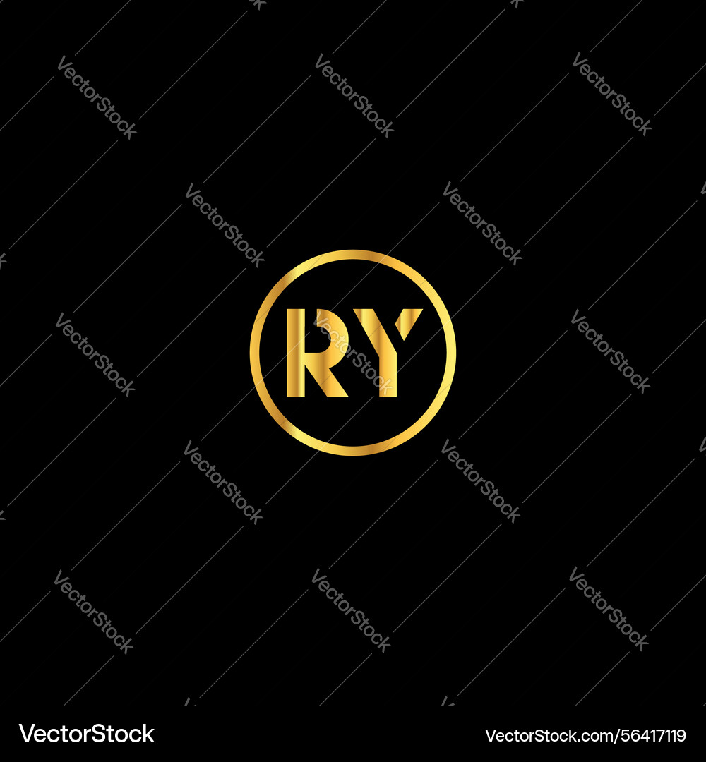 Ry letter monogram initial flat unique modern Vector Image