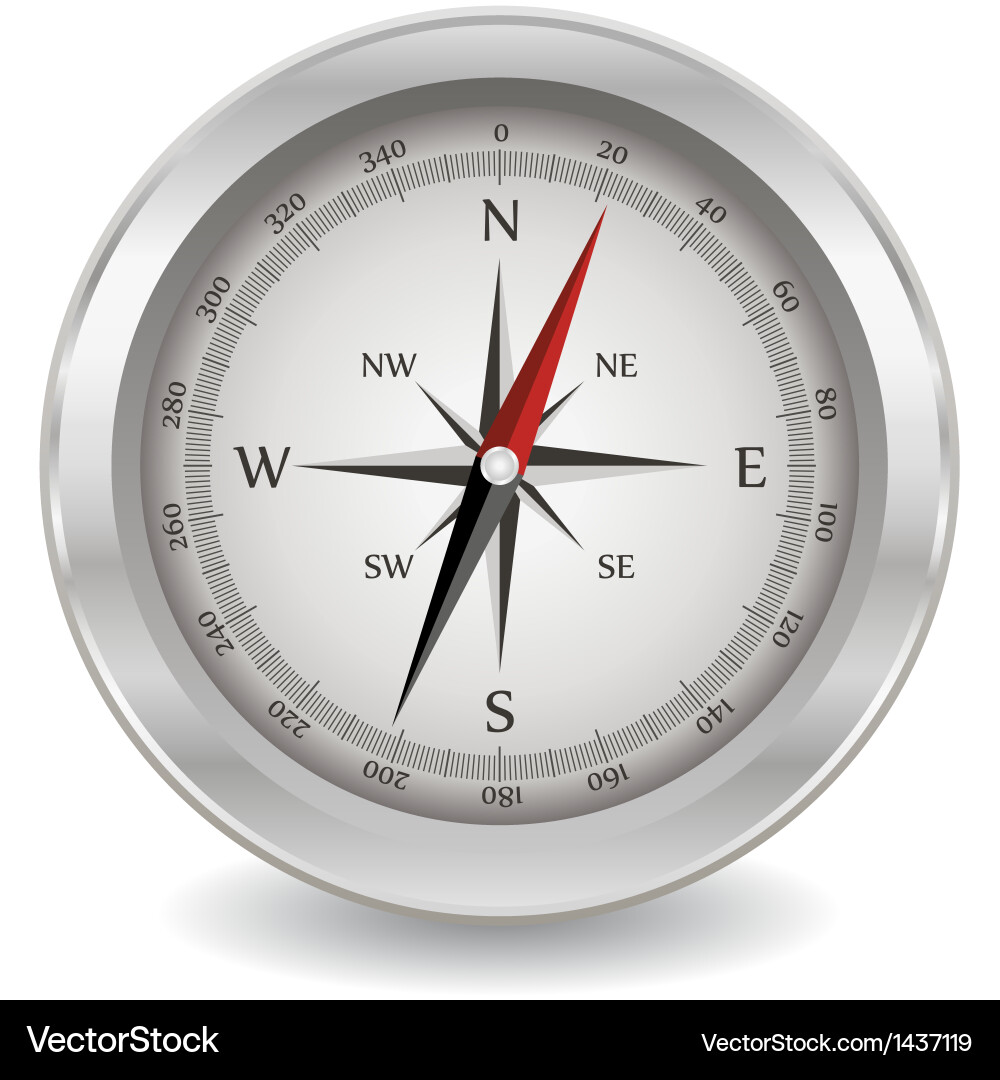 Silver compass Royalty Free Vector Image - VectorStock