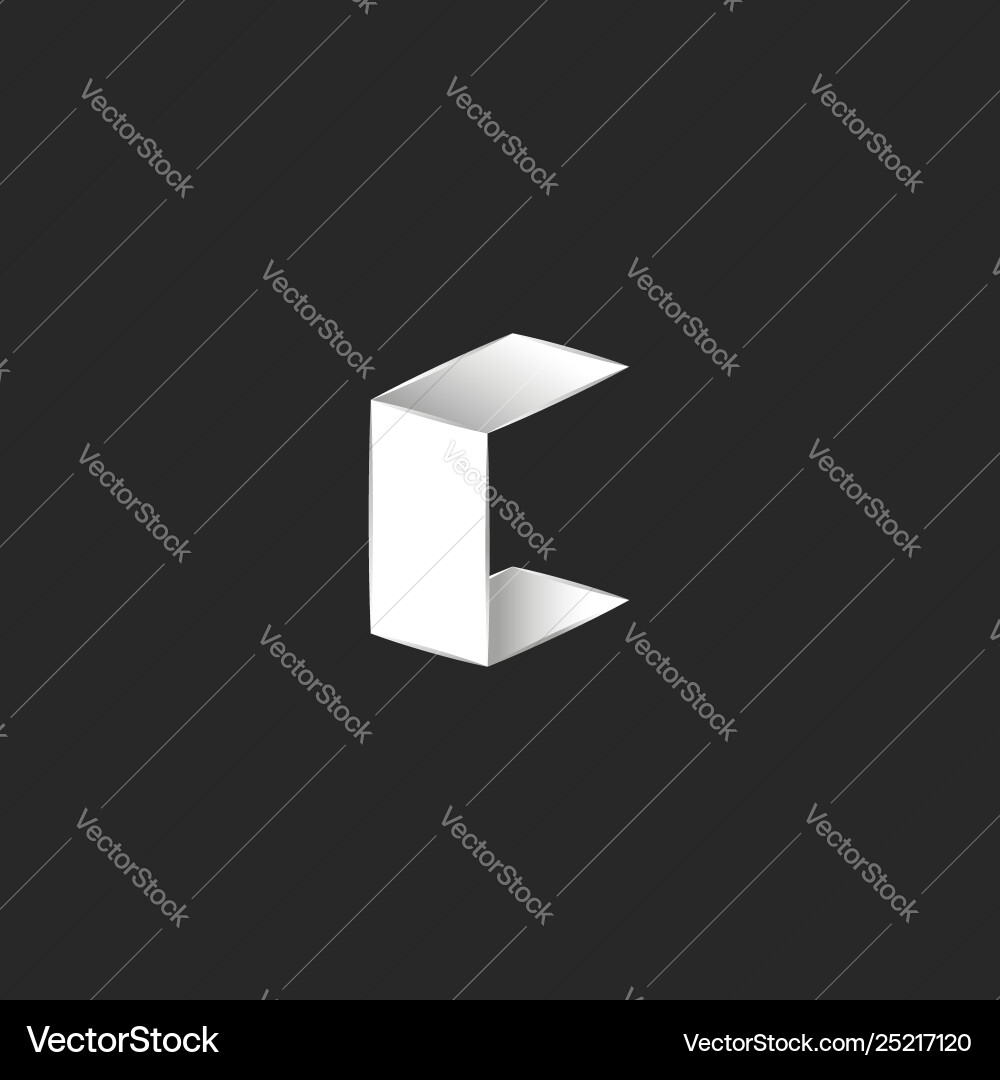 3d logo letter c isometric shape font folded Vector Image