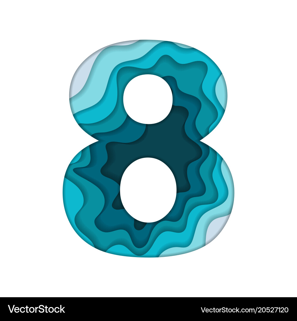 Blue number eight Royalty Free Vector Image - VectorStock