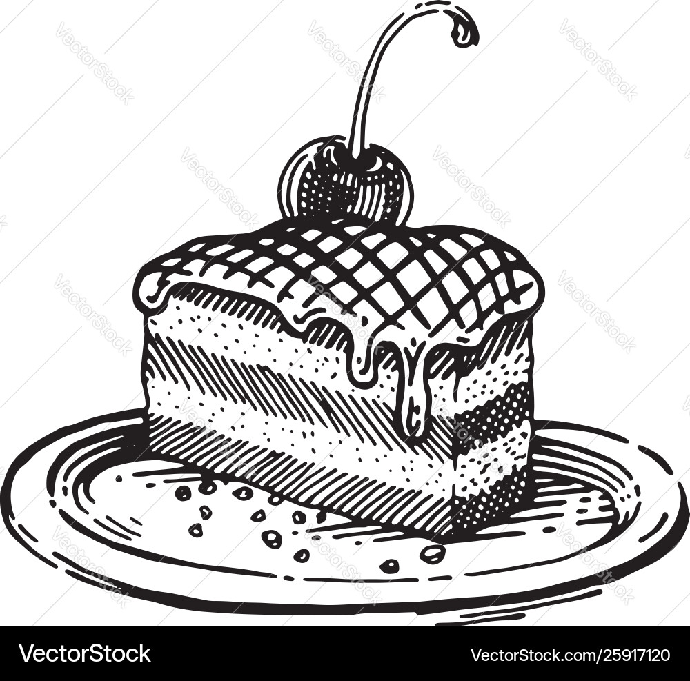 Cake with cherry Royalty Free Vector Image - VectorStock
