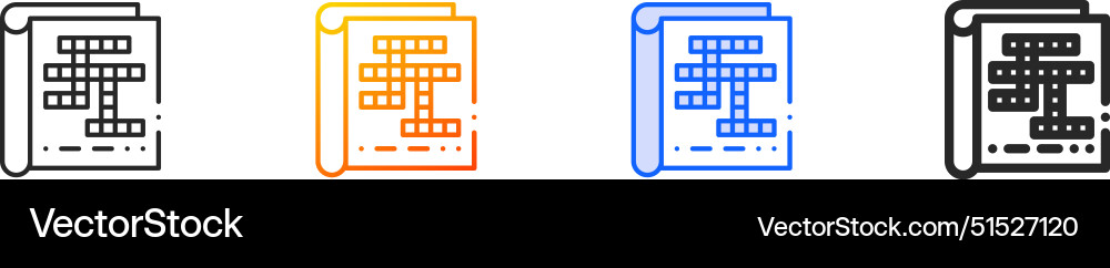 Crossword iconthin linear gradient blue stroke Vector Image