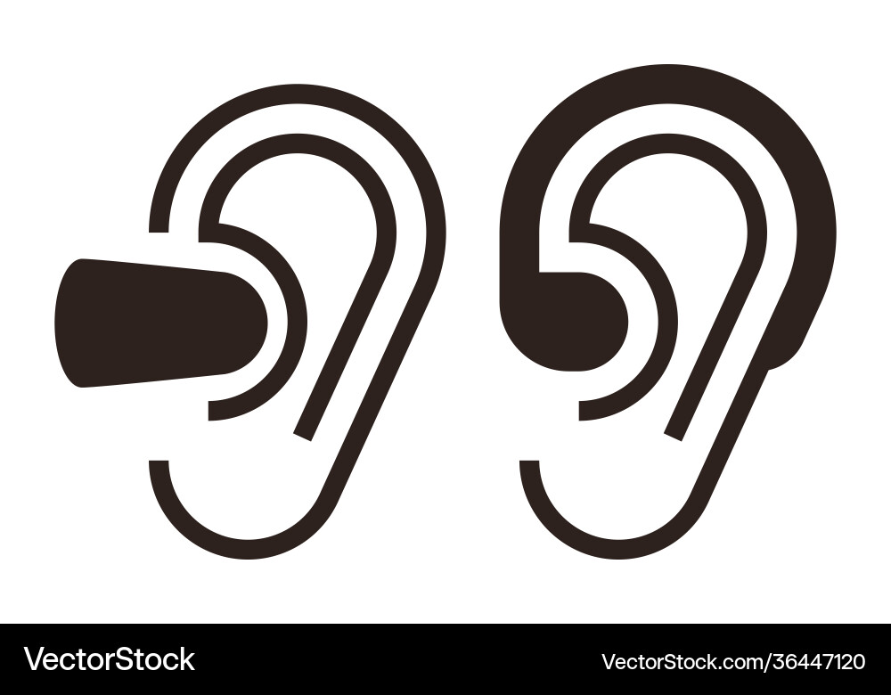 Earplugs and hearing aid sign Royalty Free Vector Image