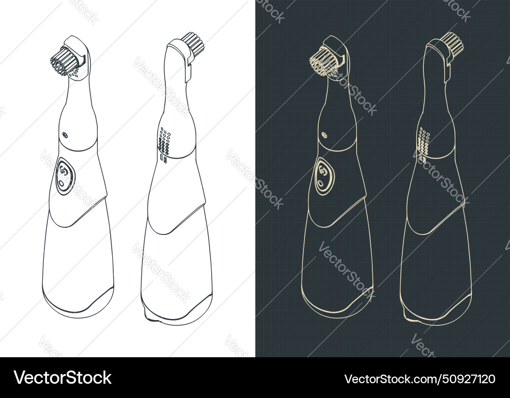 Electric toothbrush isometric blueprints Vector Image