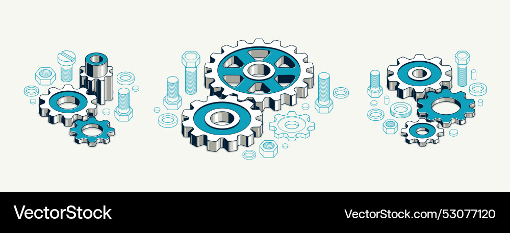 Engineer education concept set gears and cogs Vector Image