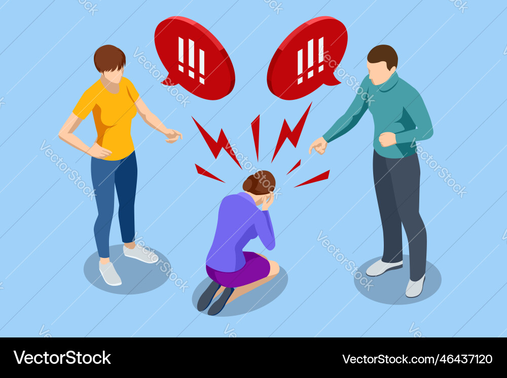Isometric bullying gossip violent rumors Vector Image