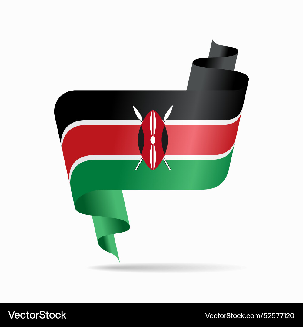 Kenyan flag wavy ribbon background Royalty Free Vector Image