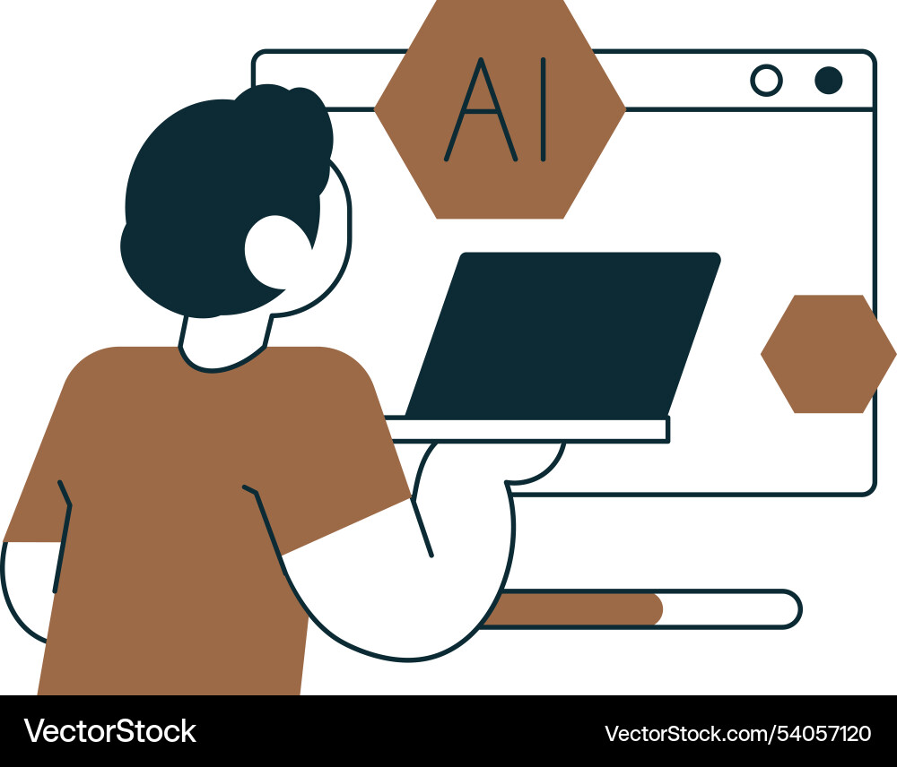 Man and artificial intelligence education Vector Image