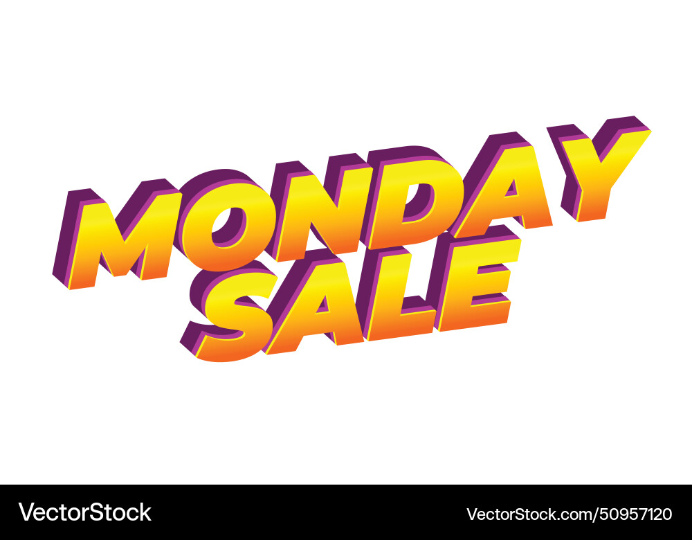 Monday sale text effect in 3d style with eye Vector Image
