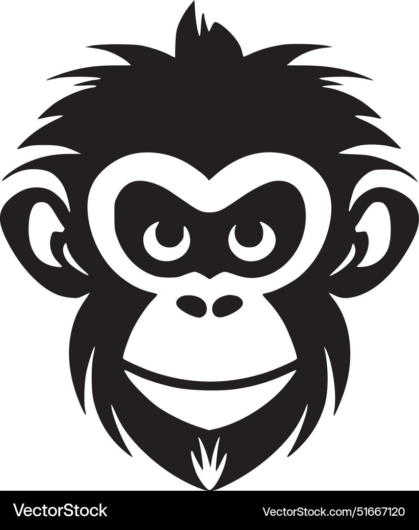 Monkey - black and white Royalty Free Vector Image